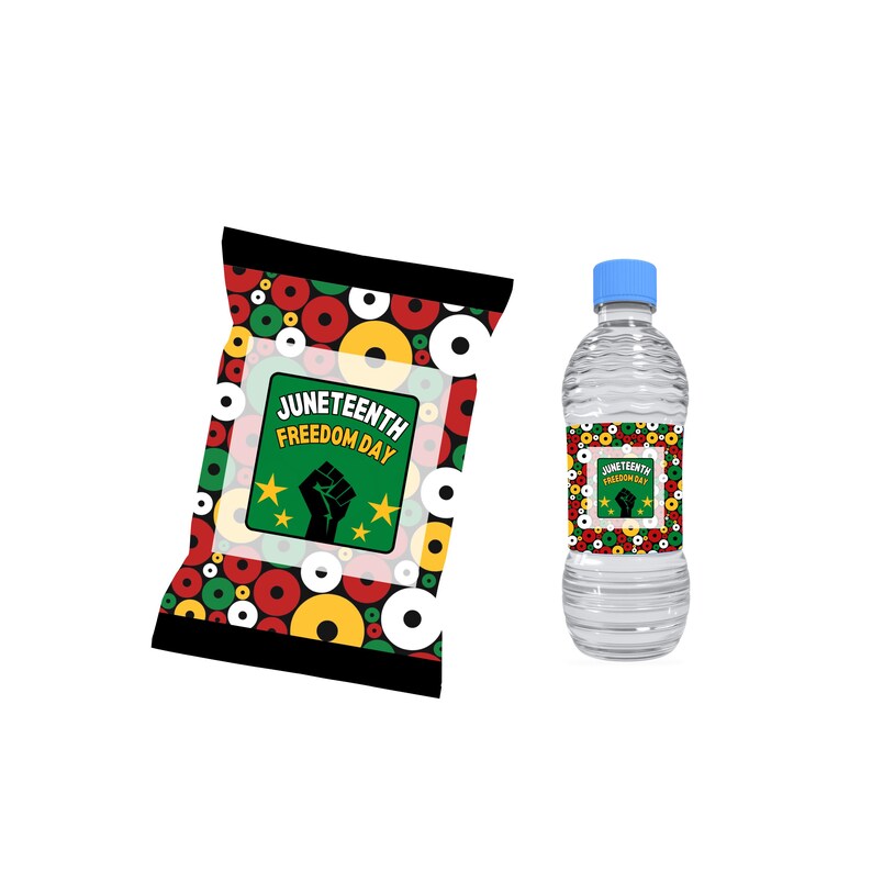 Juneteenth Chip Bag and Water Bottle Label Digital Design – Printable ...