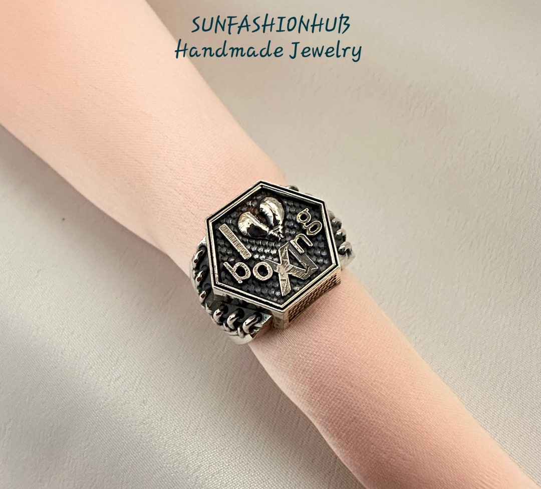 925 Sterling Silver, Boxing Ring Fighter Ring, Boxing Fan Ring, Boxing ...