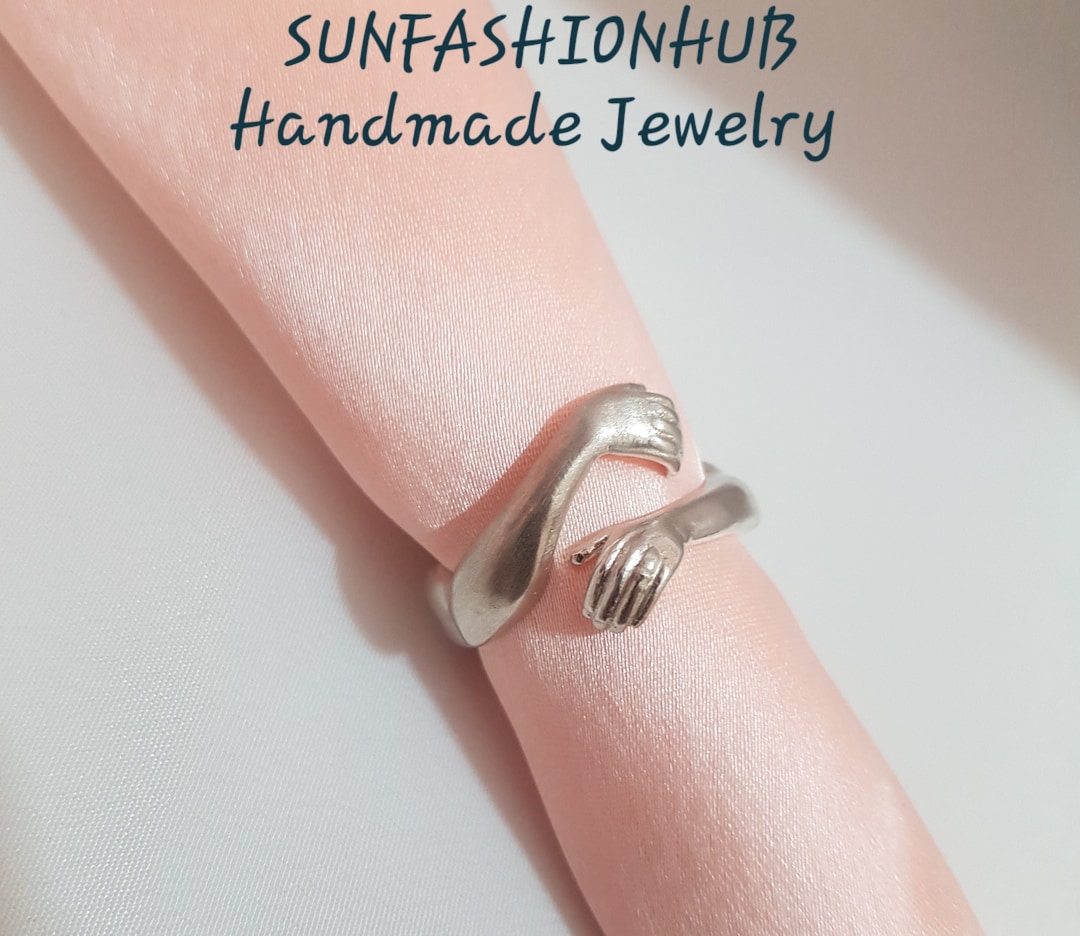 Hug Ring, Sterling Silver Handmade Friendship Ring, Love Ring, Hands ...