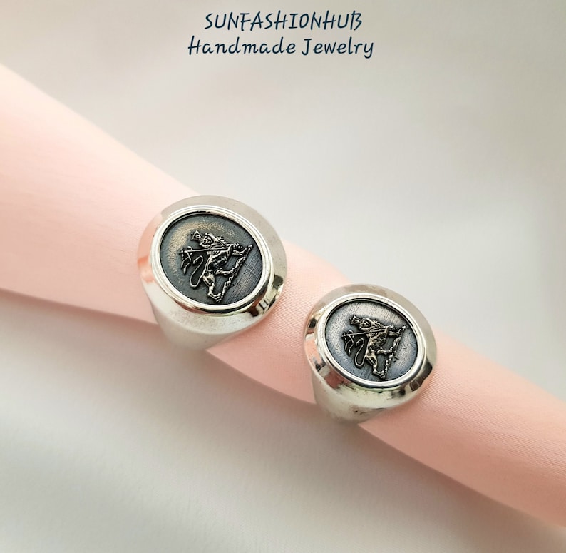 Griffin Square Signet Ring Gryphon the Lion Bodied Eagle - Etsy
