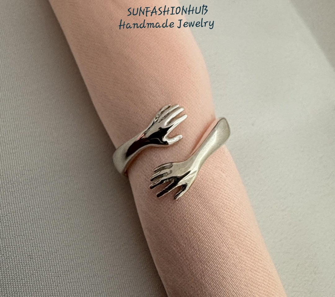 Sterling Silver Hug Ring: Handmade Friendship Jewelry - Etsy