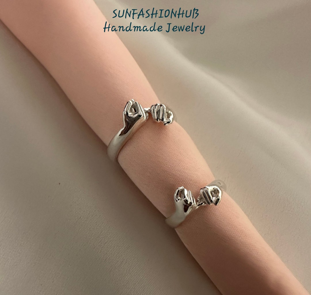 925 Sterling Silver Pinky Swear Ring, Silver Hand Ring, Couple Ring ...