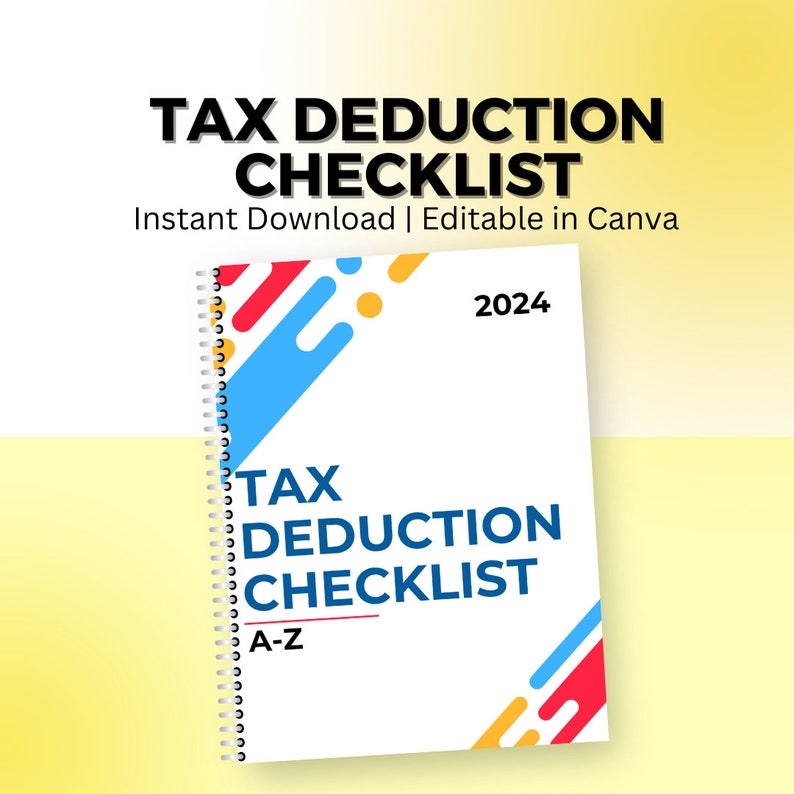Tax Deduction Checklist PDF, Instant Download, A to Z Checklist - Etsy