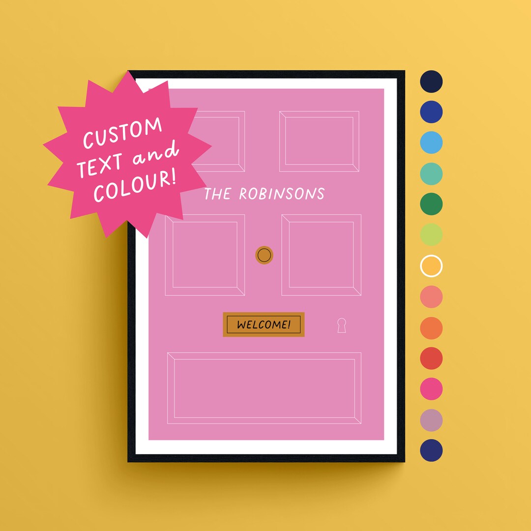 Custom Name / Number Front Door - A4 Digital Print, Choose Your Text ...