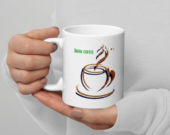 Flork I Drink Coffee for Your Protection White Glossy Mug - Etsy