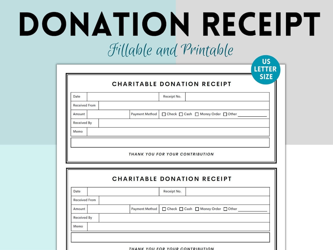 Nonprofit Charity Donation Gift Receipt, Donation Receipt, Printable ...
