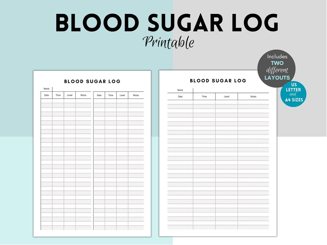 Blood Sugar Log Printable, Blood Sugar Tracker Editable Printable ...
