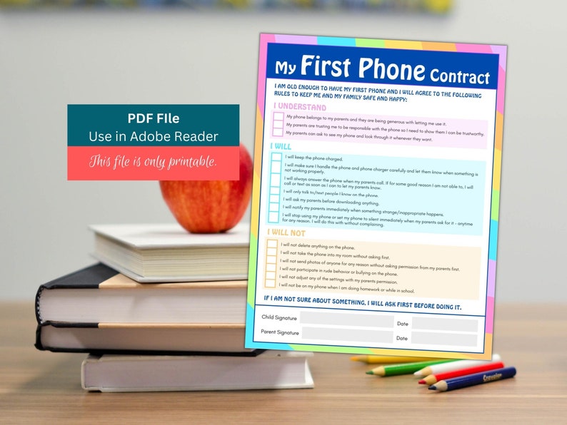 Cell Phone Contract for Child, Cell Phone Agreement, Phone Contract for ...