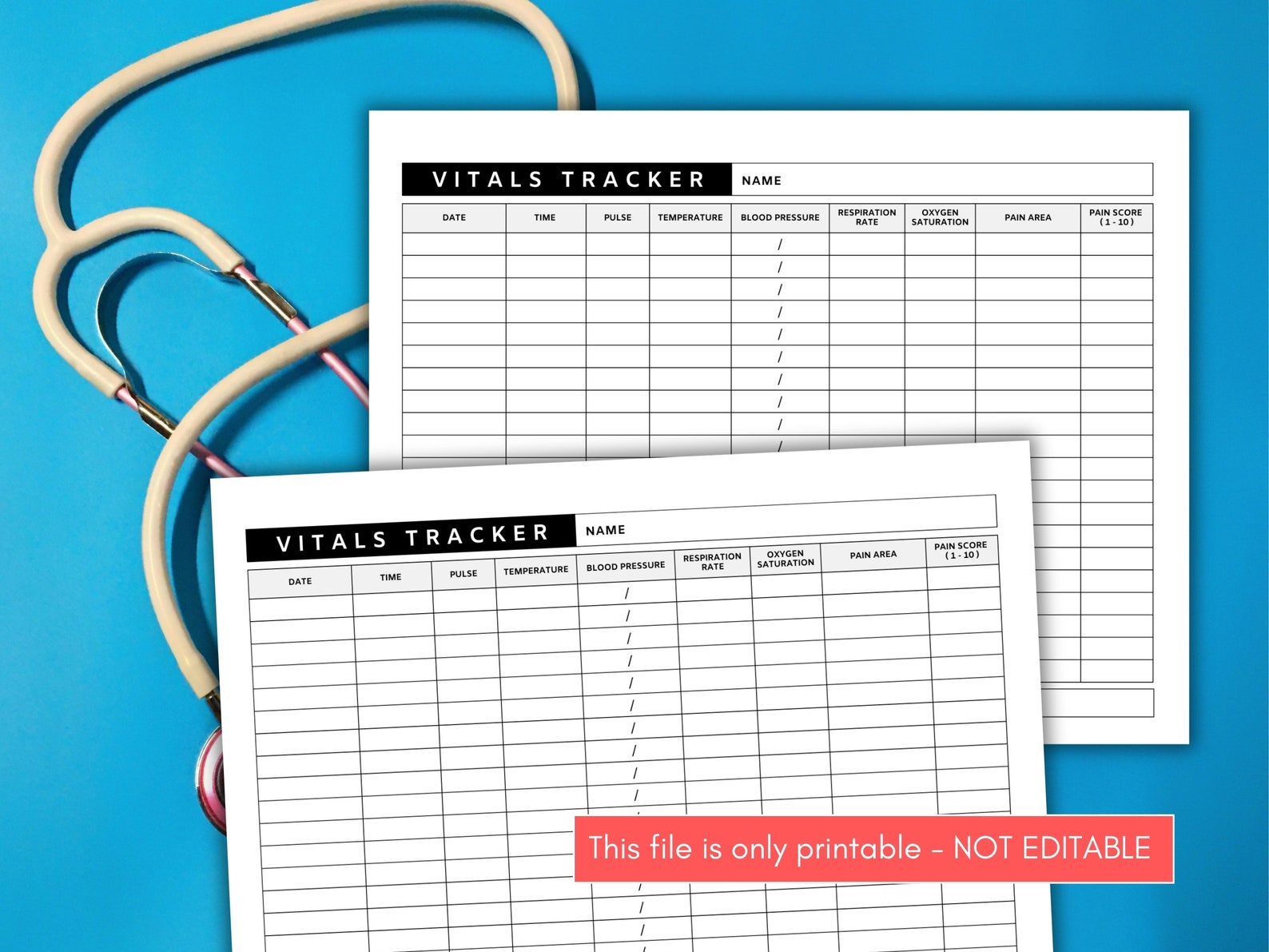 Vitals Tracker Chart, Vitals Sign Sheet, Vitals Signs Log, Medical ...