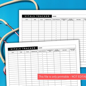 Vitals Tracker Chart, Vitals Sign Sheet, Vitals Signs Log, Medical ...