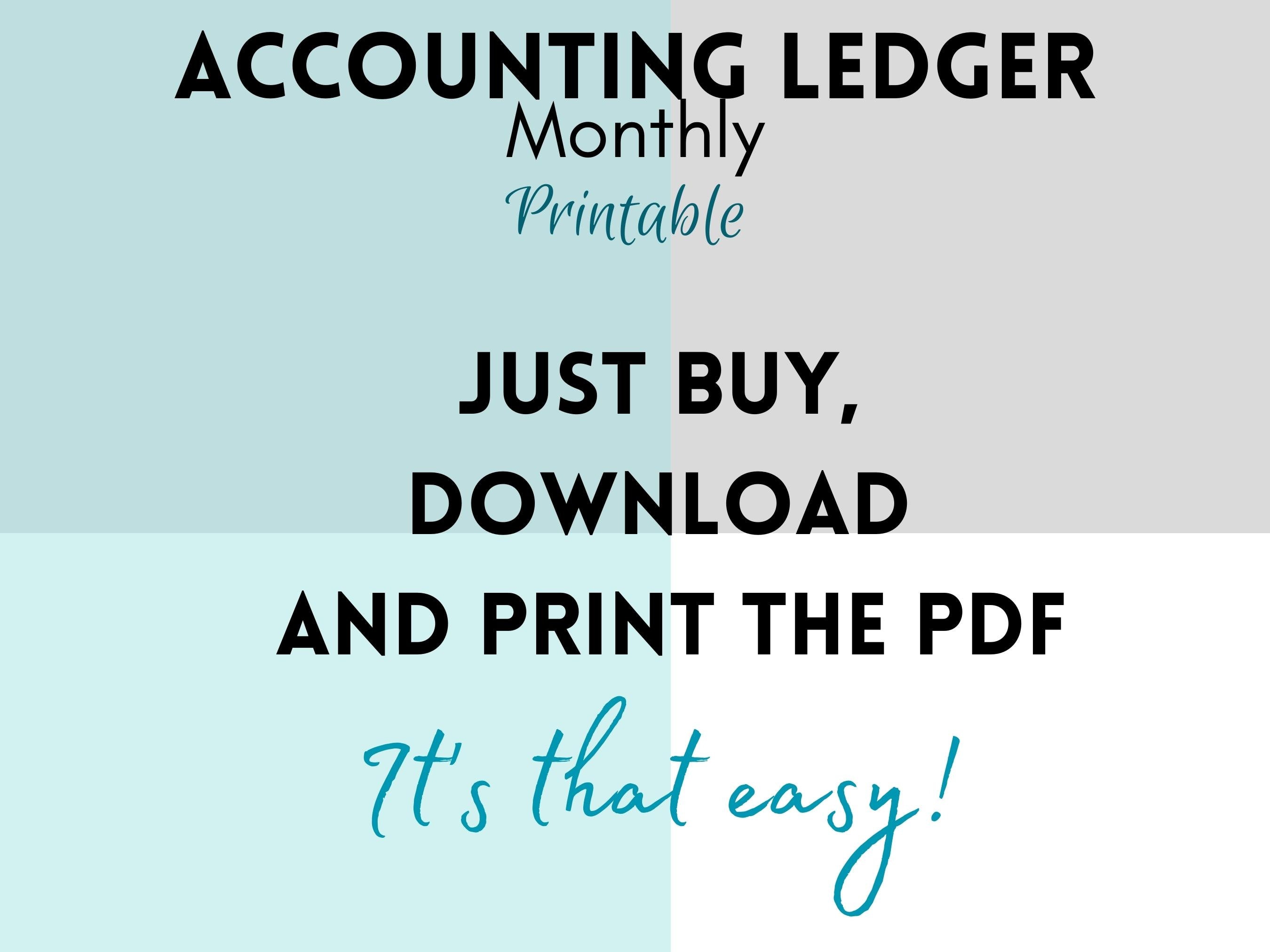 Printable Accounting Ledger, Money Tracker and Expense Tracker, General ...
