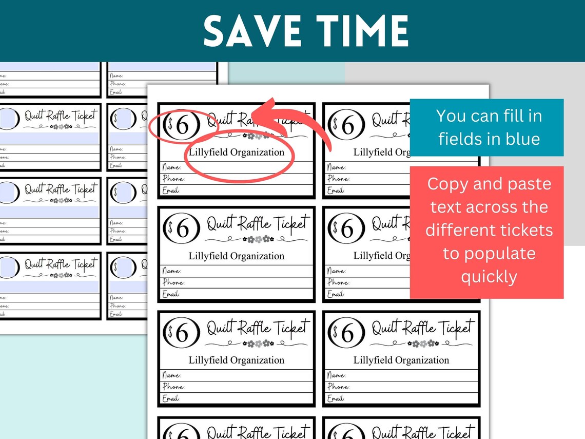 Editable Quilt Raffle Ticket, Ticket Printable, Editable Quilting ...