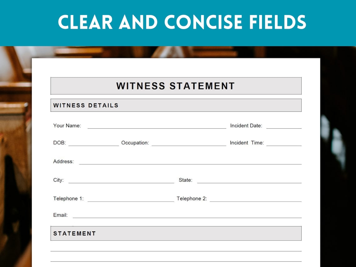 Witness Statement Template, Written Evidence to Help Resolve Dispute ...