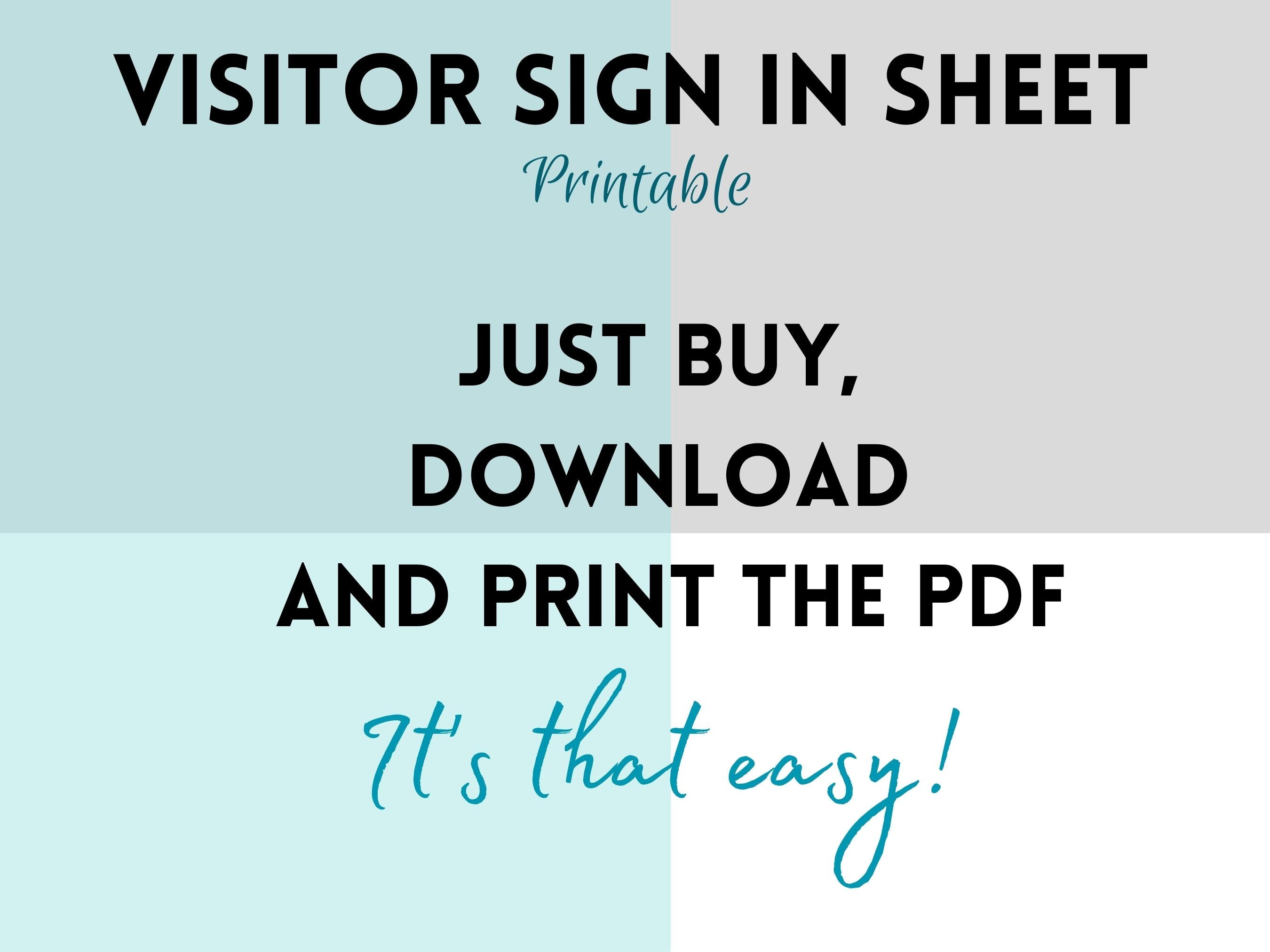 Printable Visitor Log, Visitor Sign in / Sign Out Sheet, Visitation Log ...