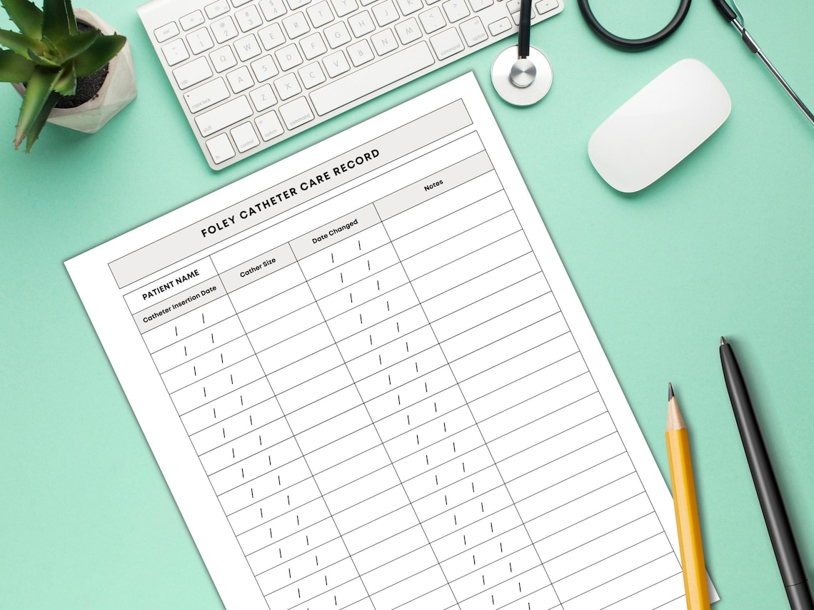 Foley Catheter Care Chart, Catheter Form, Foley Catheter Record Sheet ...