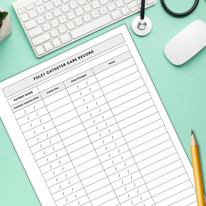 Foley Catheter Care Chart, Catheter Form, Foley Catheter Record Sheet ...