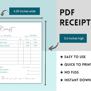 Cute Receipt, Printable Receipt Form, Small Business Receipt, Sales ...
