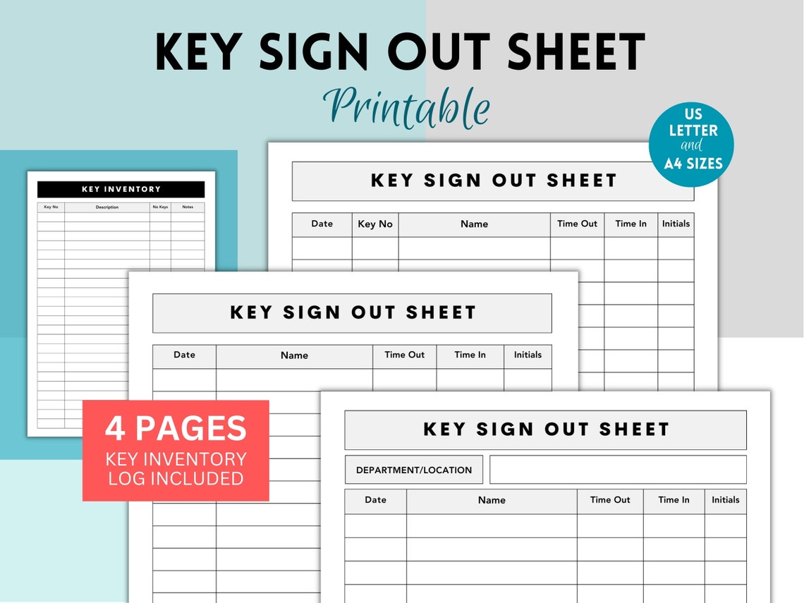 Key Sign Out Sheet, Key Signature List, Contact List, Sign in Out Form ...