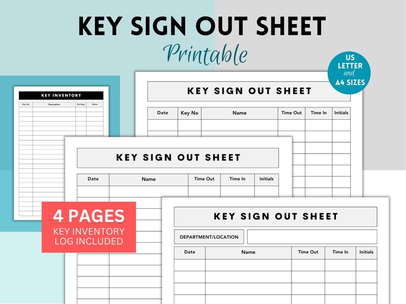 Key Sign Out Sheet, Key Signature List, Contact List, Sign in Out Form ...