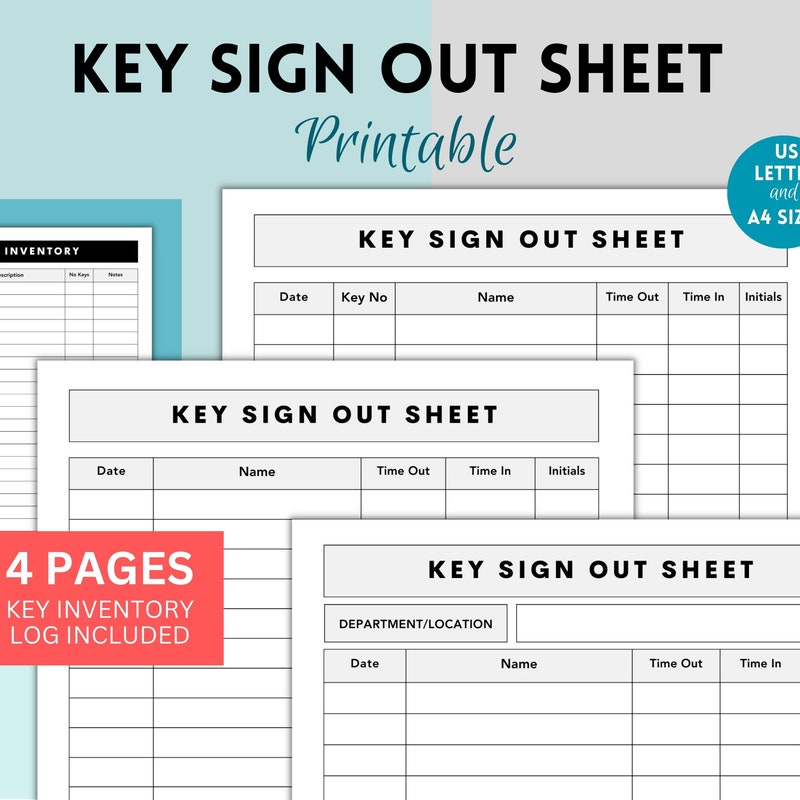 Key Sign Out Log - Etsy