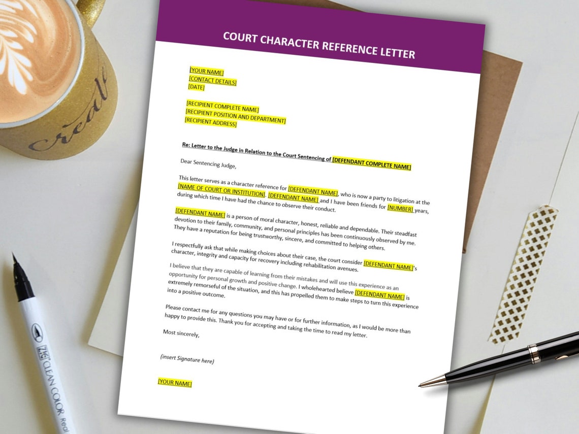 Court Character Reference Letter Template, Court Character Reference ...