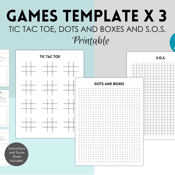 Printable Tic Tac Toe - Etsy