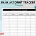 Bank Account Tracker Printable Form, Bank Deposit Log, Money Balance ...