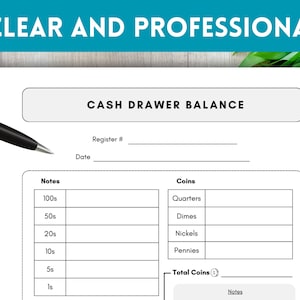Cash Drawer Sheet, Register Balance Sheet, Cash Breakdown, Opening ...