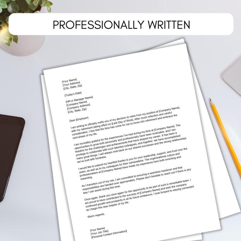 Professional Retirement Letter, Retirement Notice, Retirement Template ...