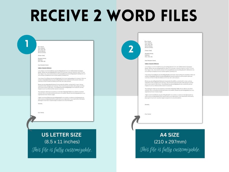 Professional Character Reference Letter Template, Microsoft Word ...