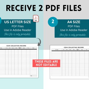 Coin Collection Record, Coin Inventory Log, Coin Collection ...