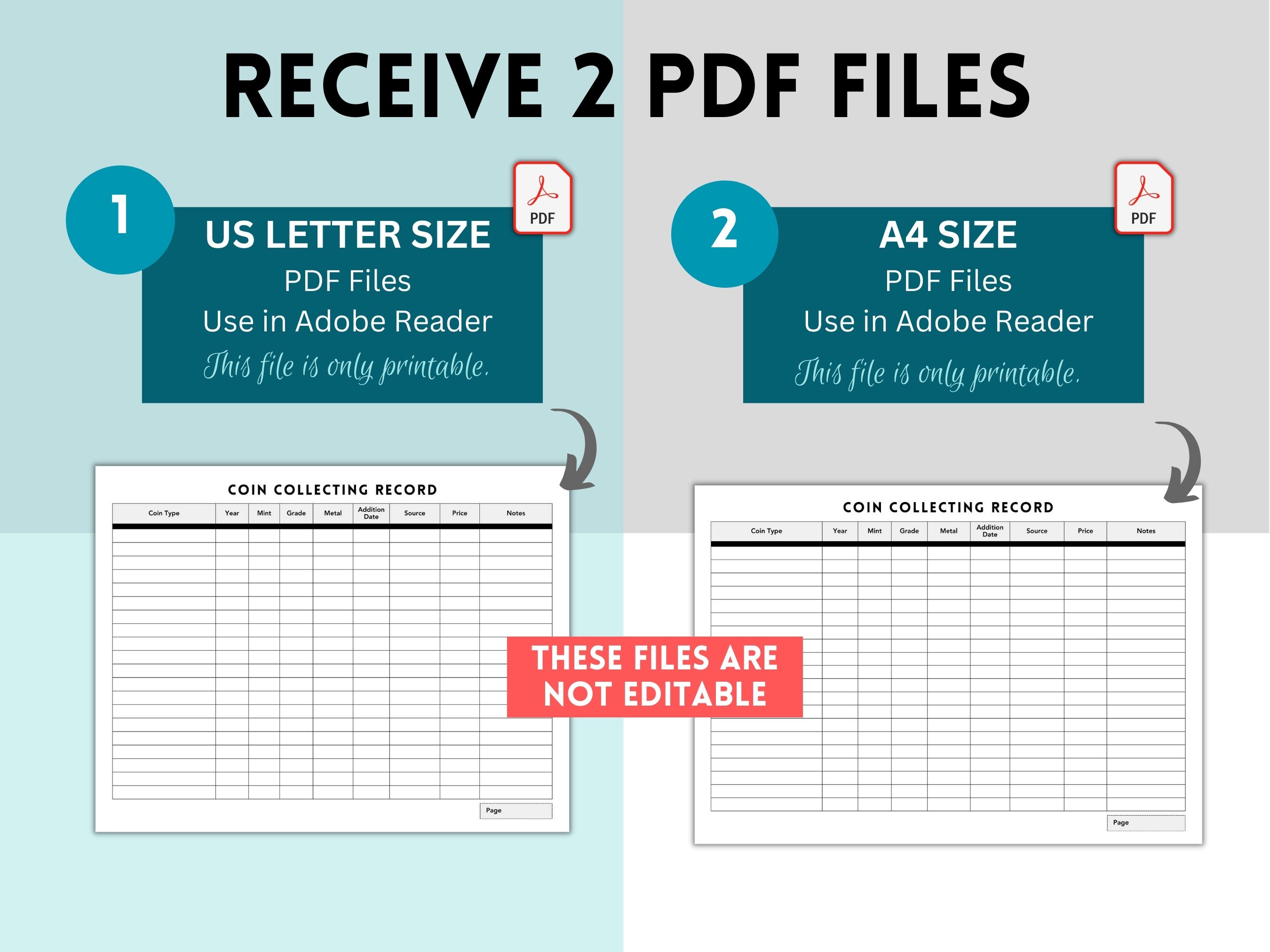 Coin Collection Record, Coin Inventory Log, Coin Collection ...