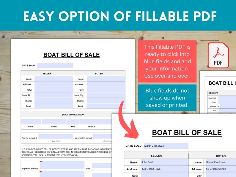 Boat Bill of Sale, Boat Sale Form, Boat Sale Agreement, Boat Sale ...