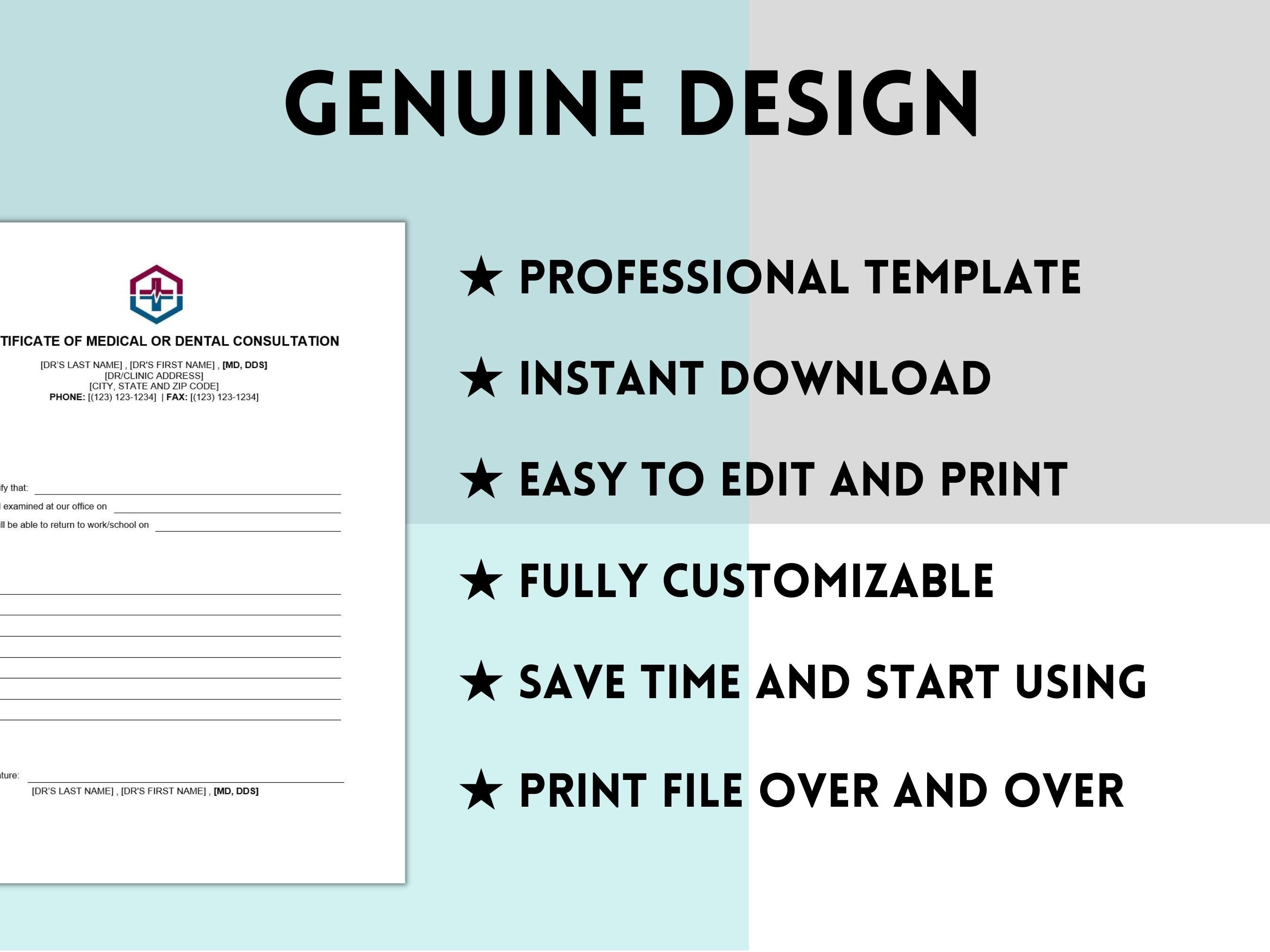 Doctor's Note, Dentist Note, Doctor's Letter, Dentist Letter, Medical ...