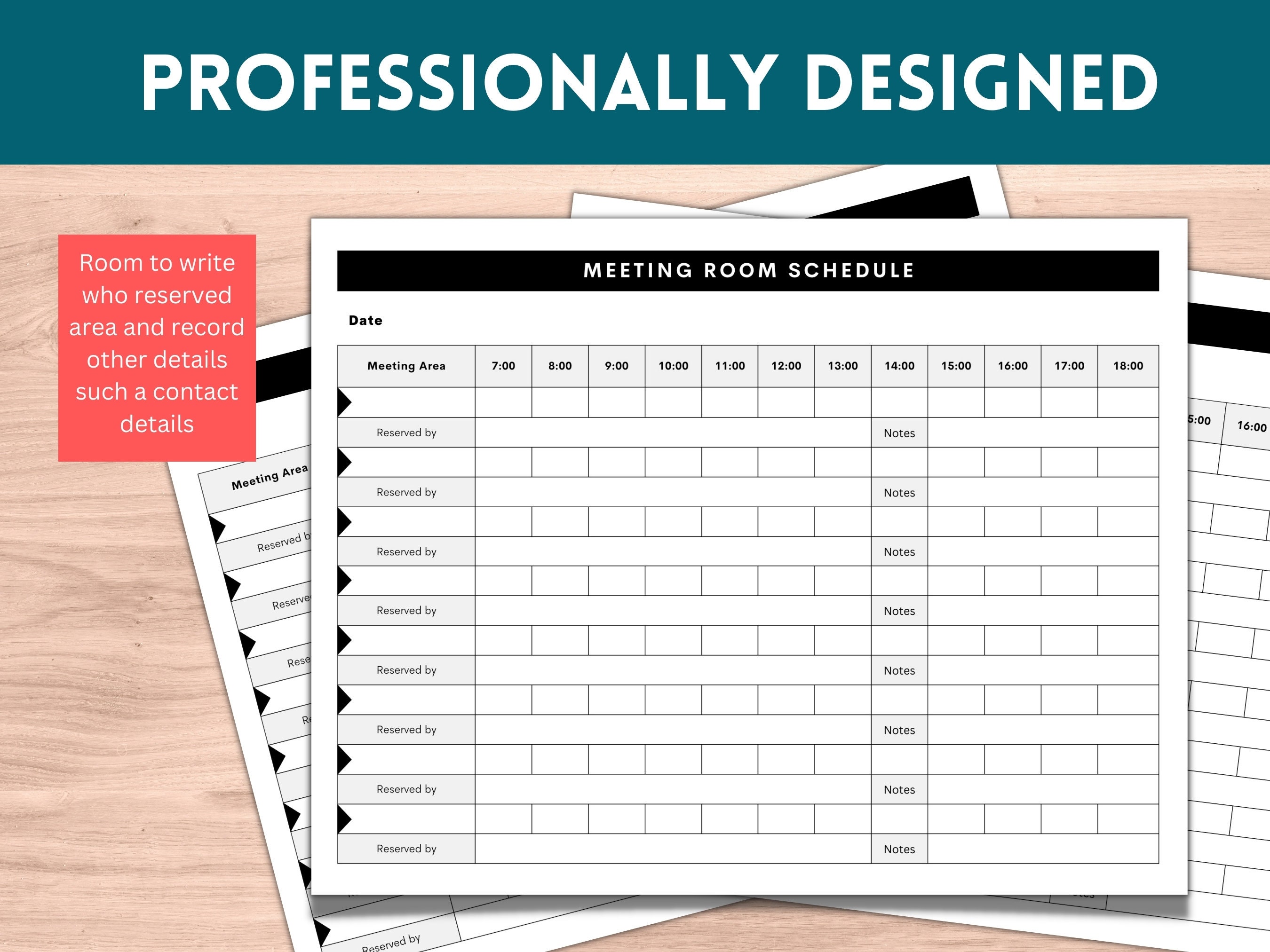 Meeting Room Schedule, Room Reservation Template, Conference Room ...