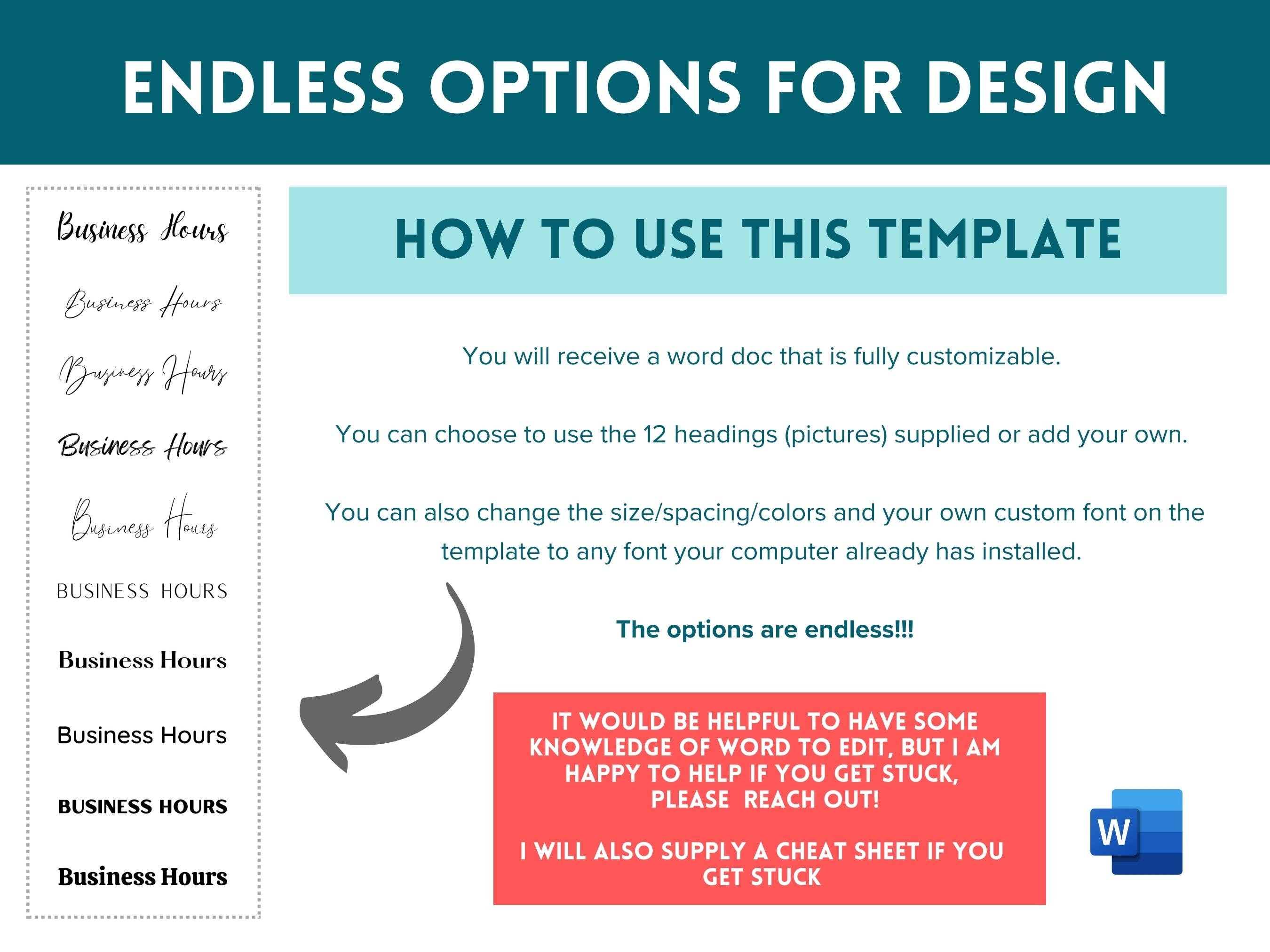 Business Hours Sign Editable Printable Template, Store Hours, Hours of ...