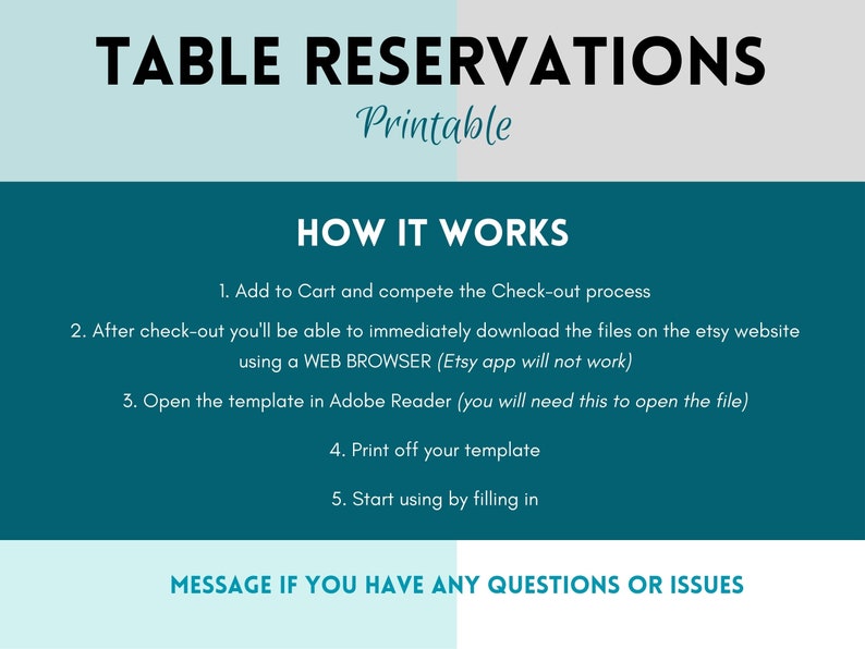 Printable Table Reservation List, Restaurant Table Reservation Form ...