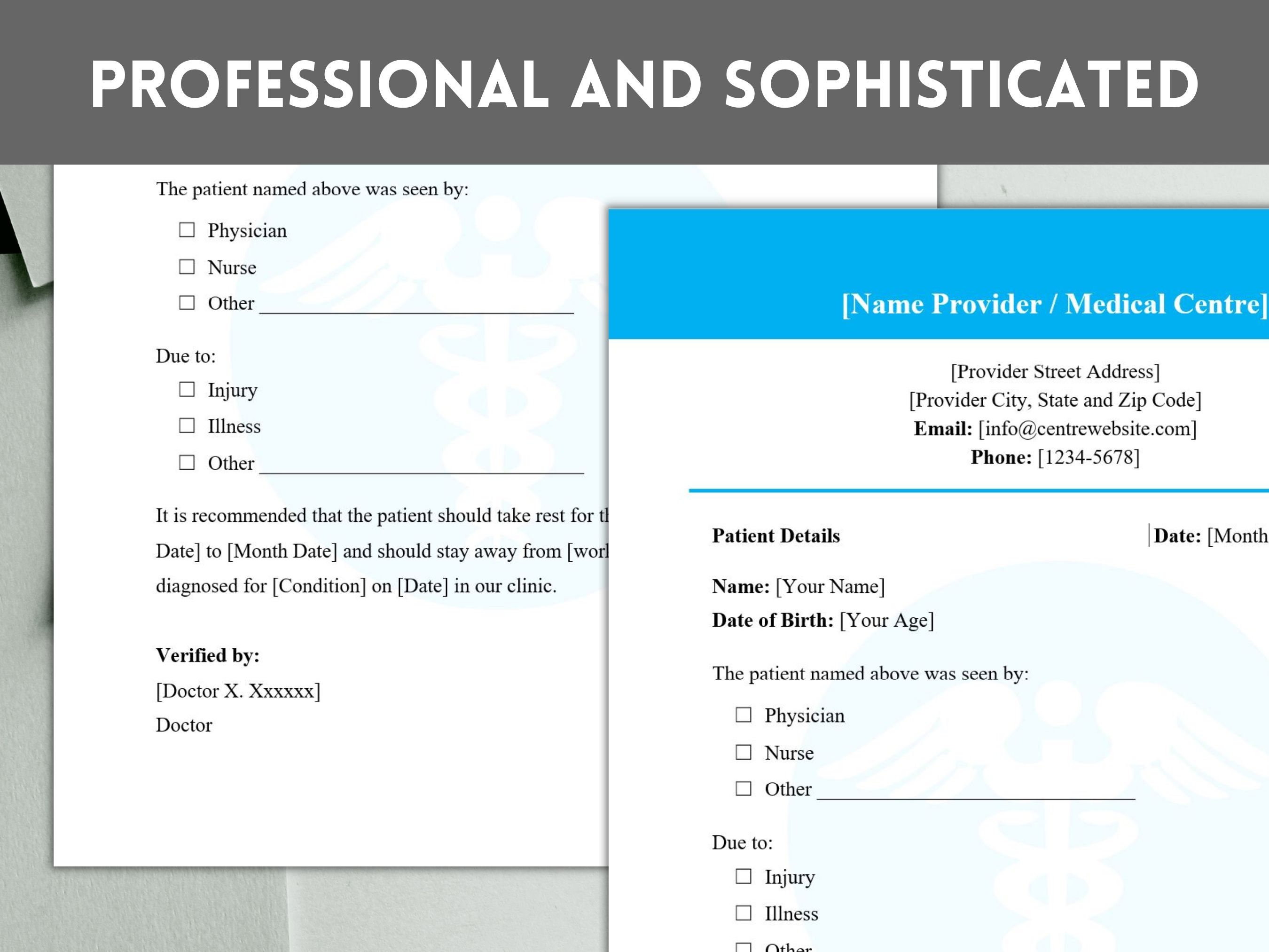 Doctor's Note, Doctor's Letter, Medical Certificate, Work, School ...