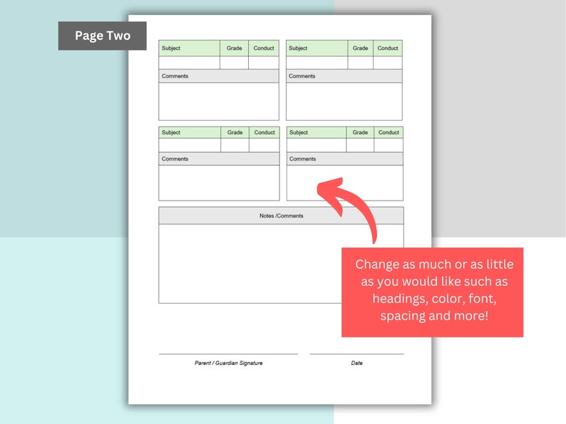 Editable Homeschool Report Card, Homeschooling Progress Report, Grade ...