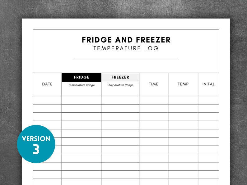 Refrigerator and Freezer Temperature Log, Fridge and Freezer ...