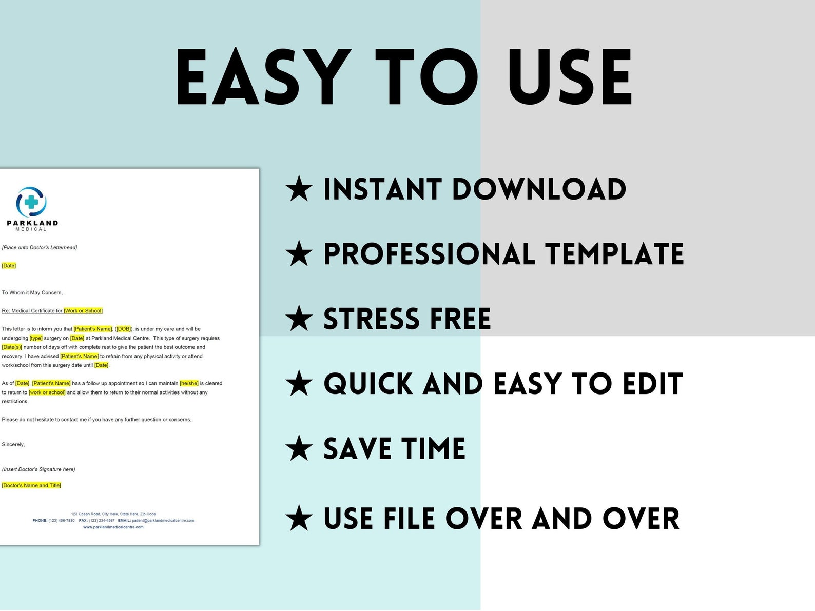 Doctor's Note, Doctor's Letter, Medical Certificate, Printable Medical ...