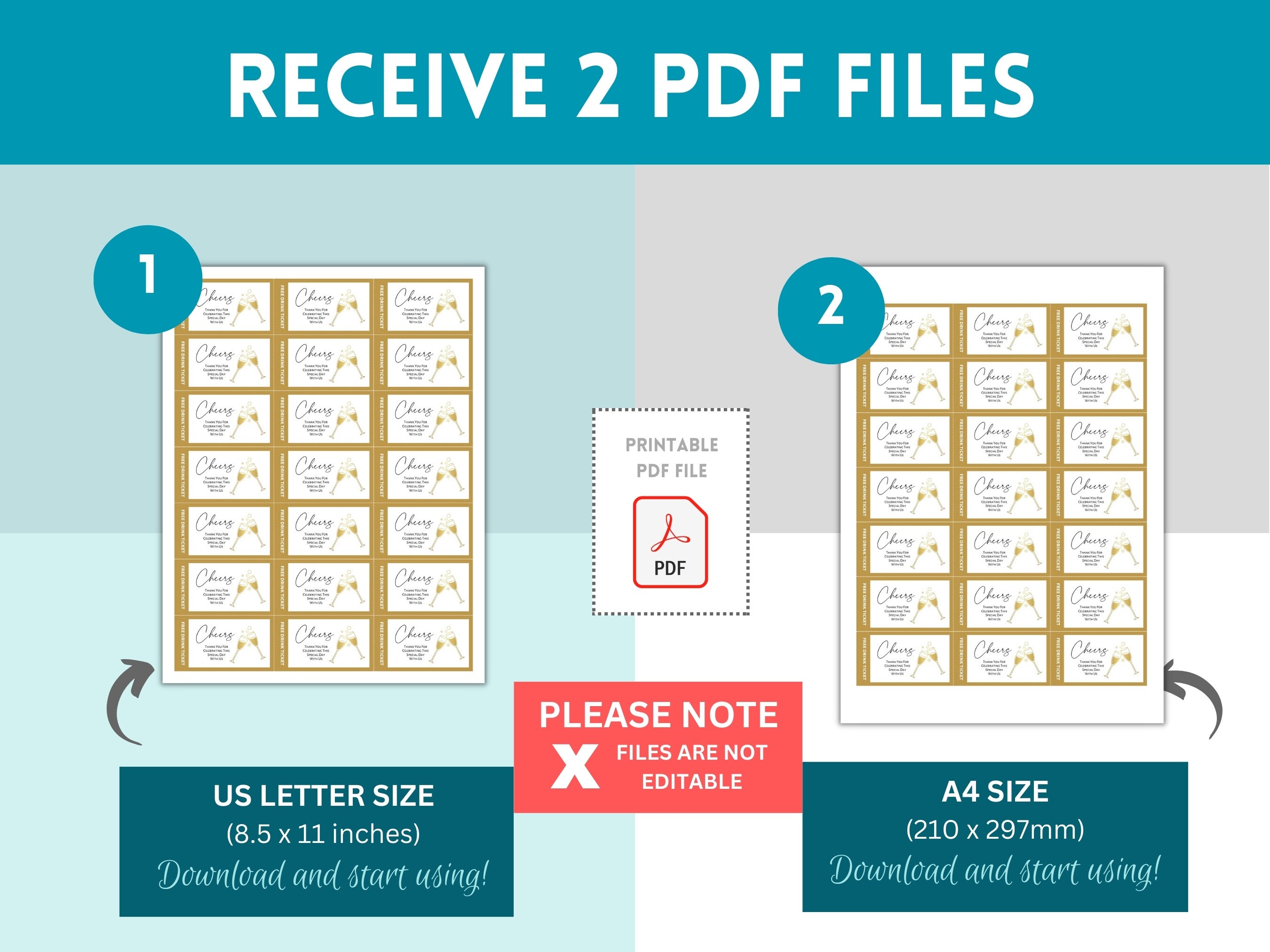 Drink Tickets, Printable Party Drink Voucher Template, Wedding Party ...