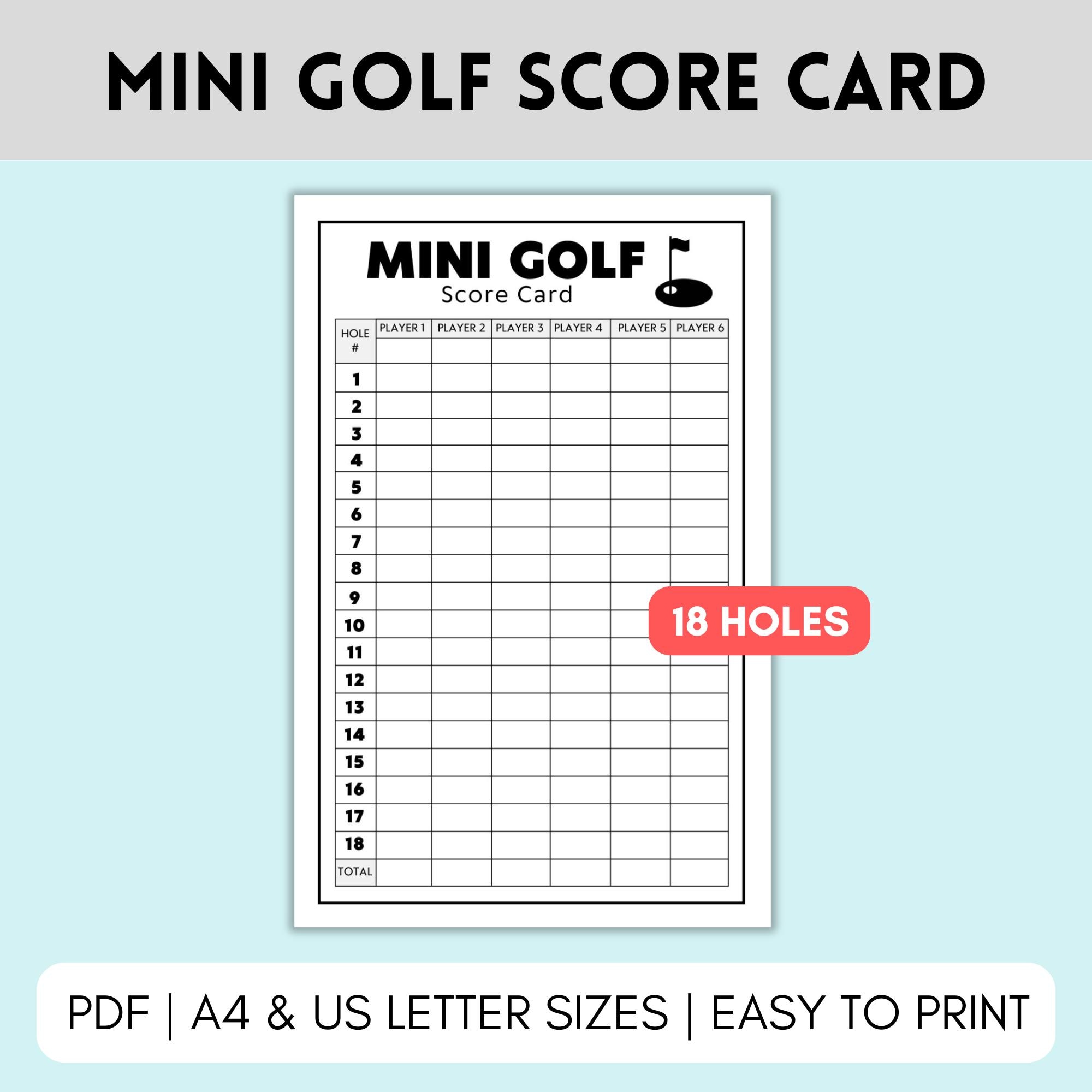 Printable Mini Golf Score Card, Mini Golf Putt Putt Party Score Sheet ...