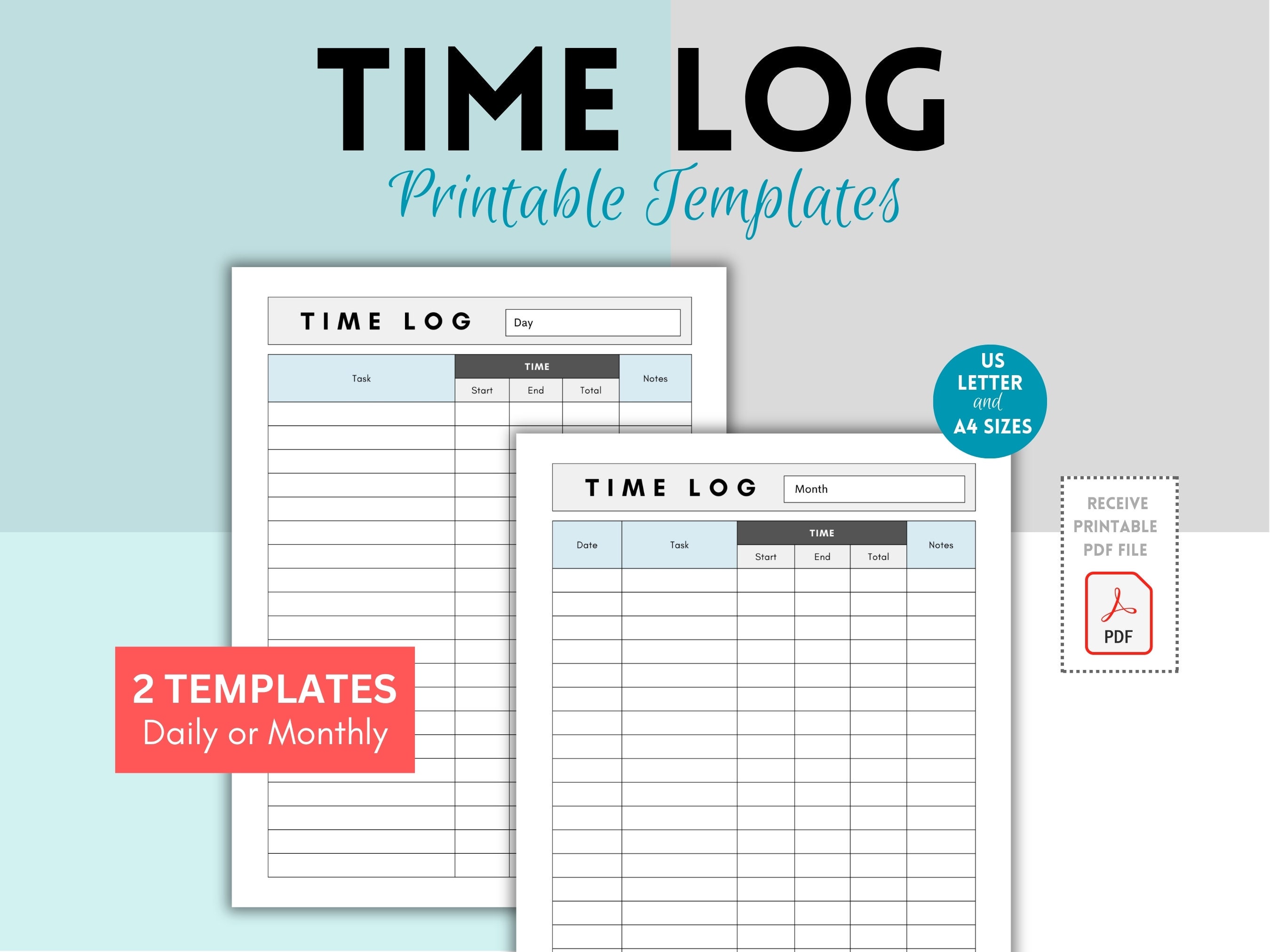 Time Log Printable, Work Log Sheet, Time Tracker, Working Hours ...