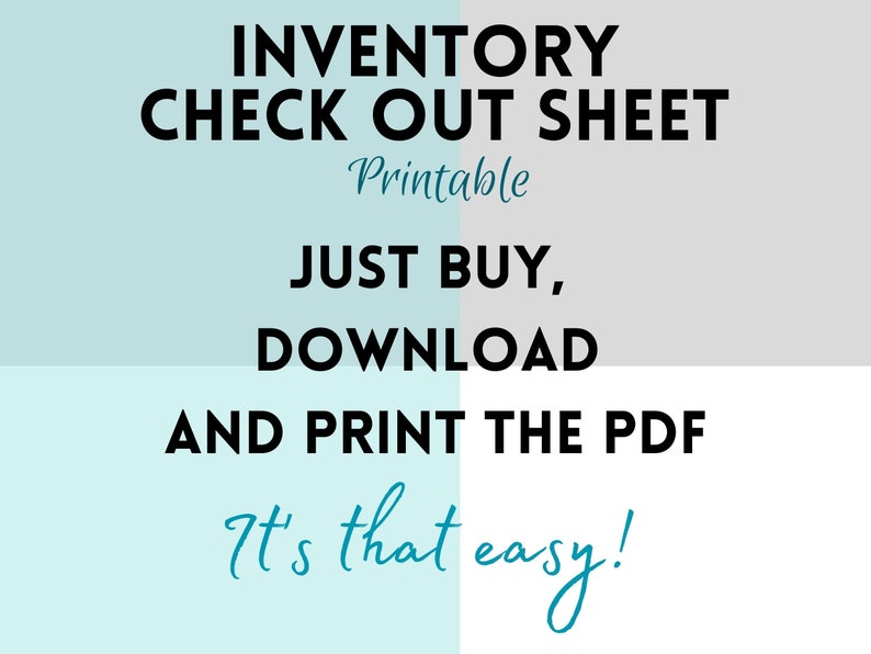 Inventory Check Out Sheet, Inventory Sign Out Sheet, Inventory Tracker ...