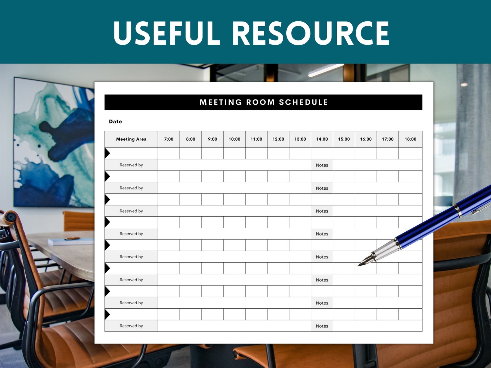 Meeting Room Schedule, Room Reservation Template, Conference Room ...