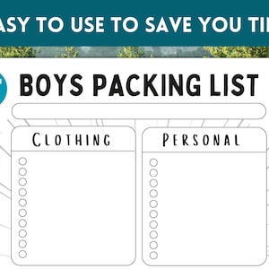 Editable Young Men Camp Packing List, Boys Camping Packing Checklist - Etsy