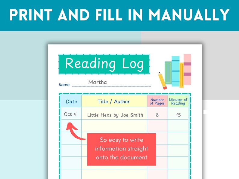 Reading Log for Kids, Reading Chart Printable, Book Tracker for Kids ...