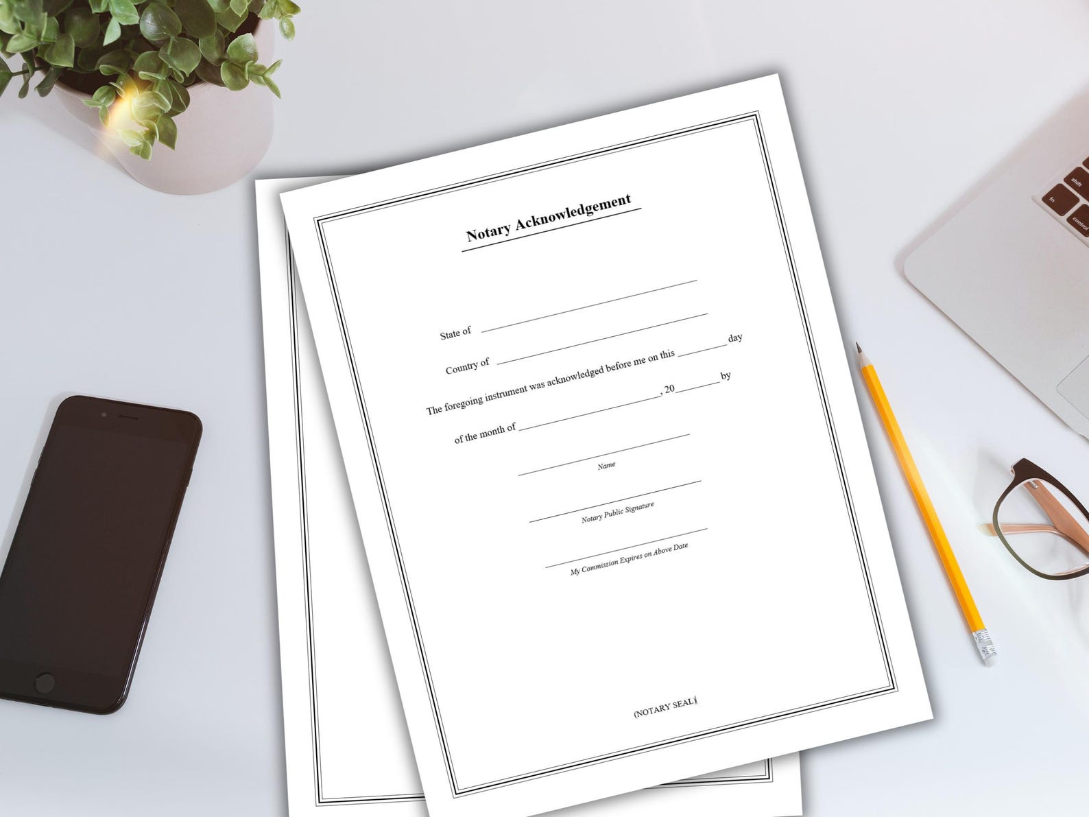 Notary Acknowledgement, Notary Form, Notary Letter, Acknowledgement ...