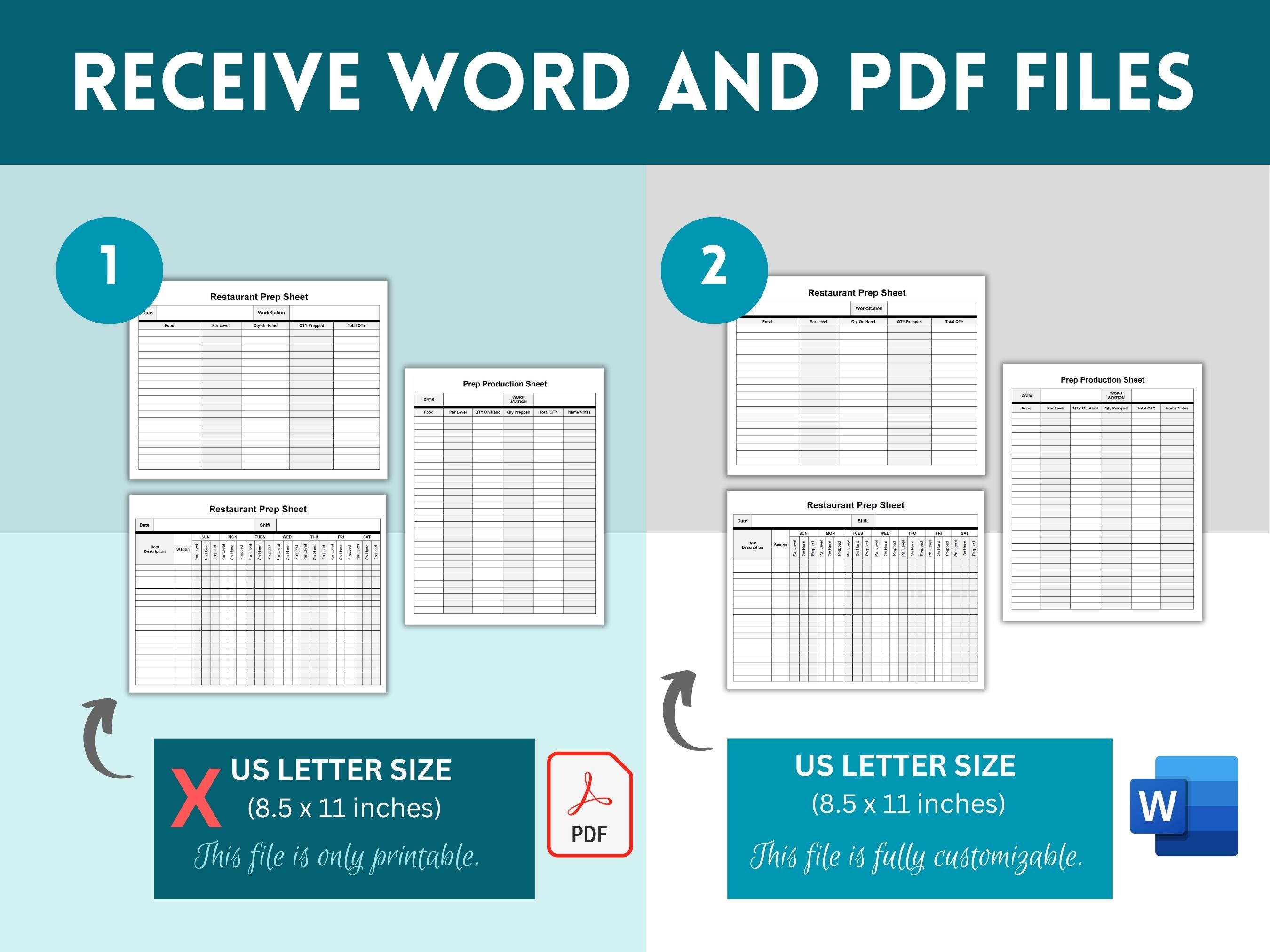 Restaurant Prep Sheet, Food Prep Chart, Food Prep Sheet, Restaurant ...
